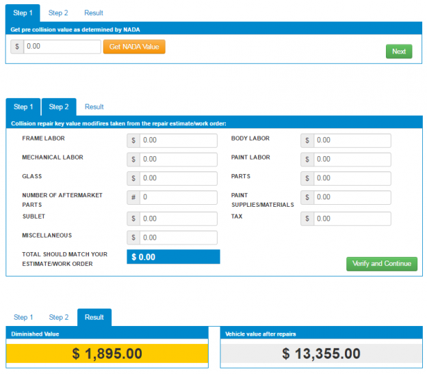 Quick Calculator How To | Diminished Value Report